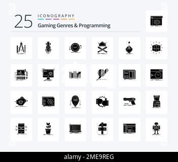 Gaming Genres And Programming 25 Glyph icon pack including coding. api. plan. performance ...