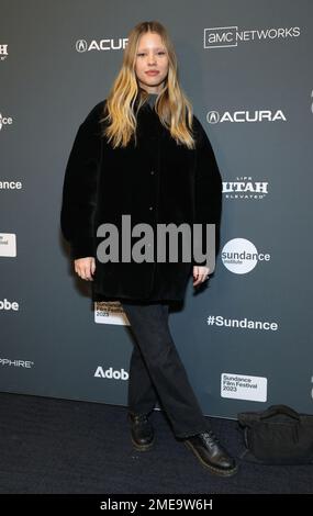 Mia Goth arriving to the “Infinity Pool” premiere during the 2023 Sundance Film Festival held at ...