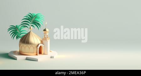 3D Mosque with Date Palms for Ramadan Background Stock Photo - Alamy