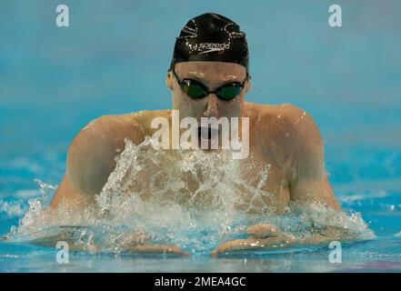 Finlay Knox of Canada swims in the Men's 200 meters individual medley ...