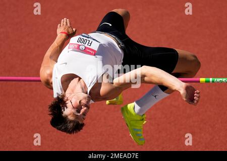 Jack Flood competes during the decathlon high jump at the U.S. Olympic ...