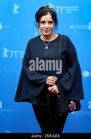 Actress Maryam Moghadam poses for the media during the red carpet for the movie 'Ghasideyeh gave ...