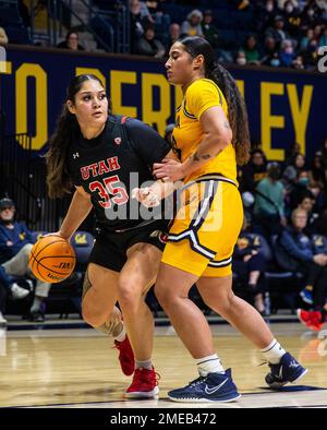 Utah Utes forward Alissa Pili (35) celebrates a made basket during an ...