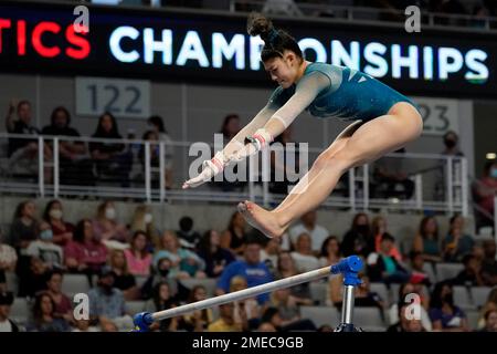 Kayla DiCello competes on the uneven bars during the women's U.S ...