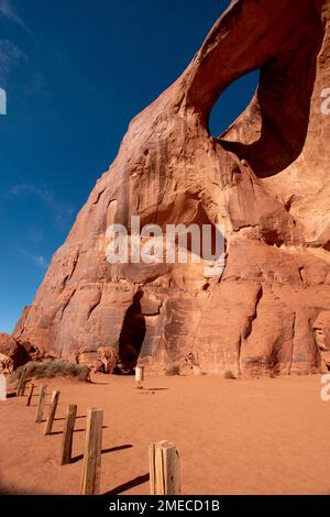 Sun's Eye is one of the natural stone arches in Monument Valley, AZ ...
