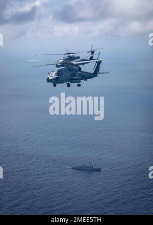 Two MH-60R Sea Hawk helicopters attached to the “Swamp Foxes” of ...