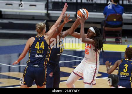Indiana Fever's Bernadett Hatar (44) during a WNBA basketball game ...