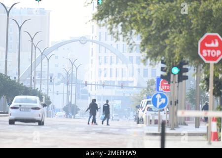 Doha Roads and Traffic on Bank Street Doha Qatar Stock Photo - Alamy