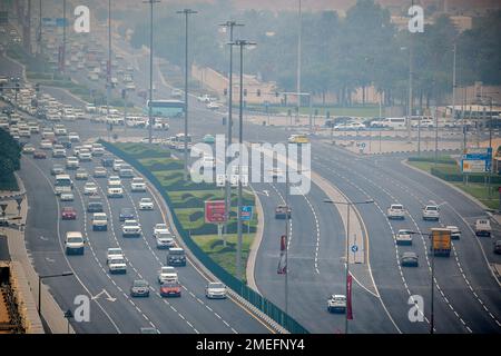 Doha Roads and Traffic on Bank Street Doha Qatar Stock Photo - Alamy