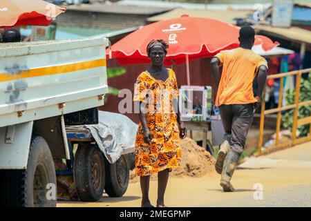 Elmina, Ghana - April 15, 2022: Local African People near the Elmina ...