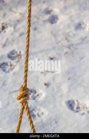 Bow knot made of linen rope string isolated over the white background ...
