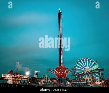 Bukit Jalil, Malaysia - Aug 16, 2022 Euro Fun Park fun fair at night ...