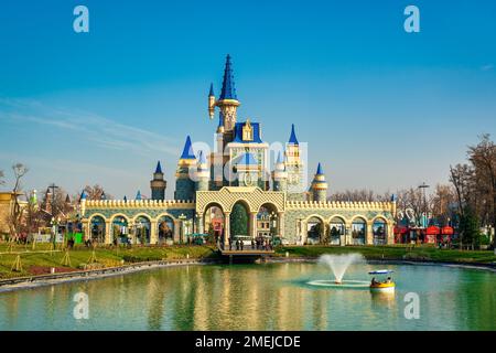 TASHKENT, UZBEKISTAN - DECEMBER 20, 2022: "Magic City" amusement park ...