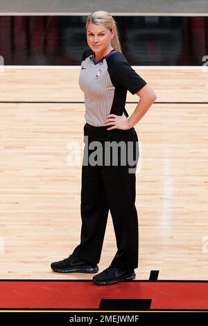 NBA referee Jenna Schroeder (84) in action during the first half of an ...