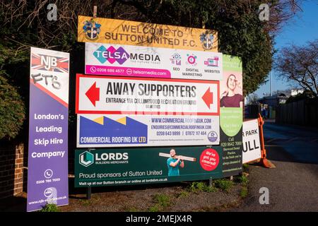 Entrance to Sutton United Football Club in Gander Green Lane , Sutton ...