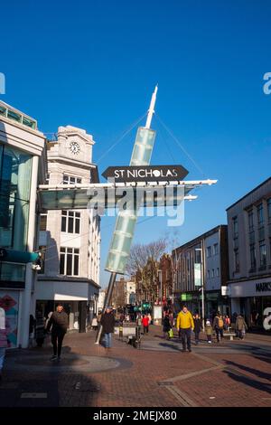 Shoppers walk by the entrance of the St Nicholas shopping Mall in ...