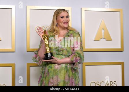 Emerald Fennell, winner of the award for best original screenplay for ...