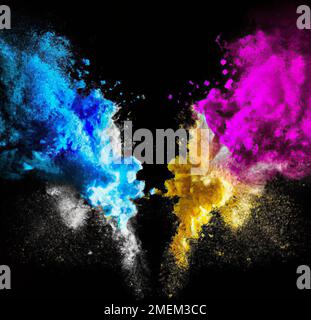 Colorful powder double explosion Stock Photo - Alamy