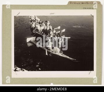 Eskimo in boat made with skins called an umiak, between c1900 and c1930 ...