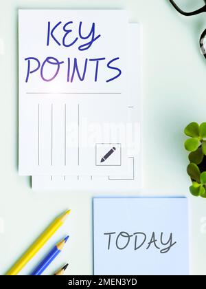 Sign displaying Key Points, Concept meaning most important piece of ...