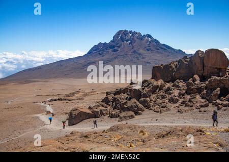 A view of Mawenzi peak from base camp of Mount Kilimanjaro, Tanzania ...