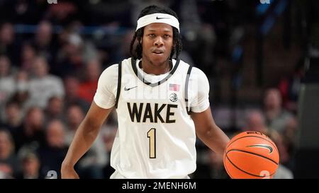 Wake Forest guard Tyree Appleby (1) drives past Clemson forward Ben ...