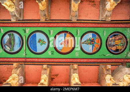 08 22 2009 Painting of colorful geometrical pattern on ceiling of ...