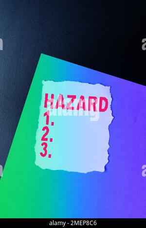 Conceptual caption Hazard, Word for account or statement describing the ...