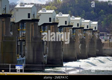 This is the Emsworth Dam and Lock on the Ohio River in Emsworth, Pa ...