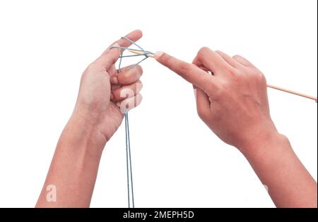 Twisted double cast-on knitting technique Stock Photo - Alamy