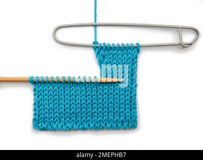 Example of diagonal buttonhole knitting technique Stock Photo - Alamy