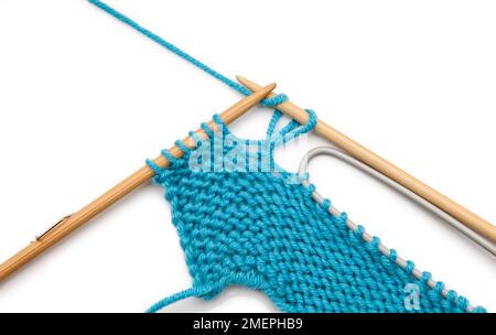 Example of diagonal buttonhole knitting technique Stock Photo - Alamy