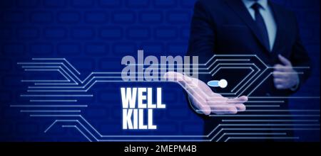 Conceptual display Well Kill, Business concept placing a column of ...