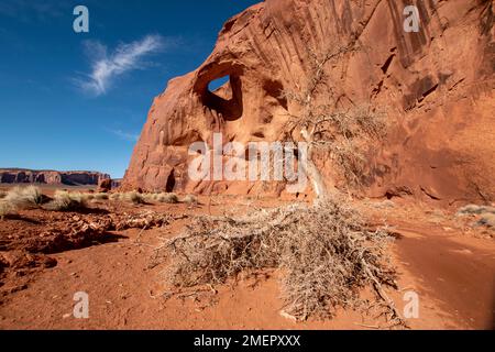 Sun's Eye is one of the natural stone arches in Monument Valley, AZ ...