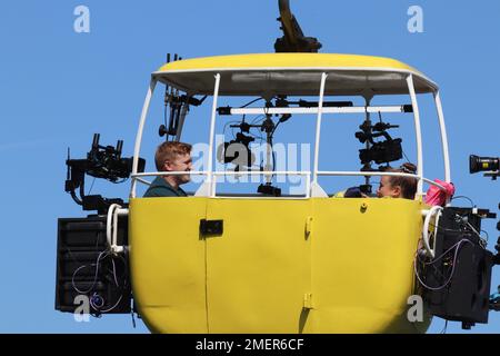 Sam Aston and Dolly-Ross Campbell for Coronation street are filming ...