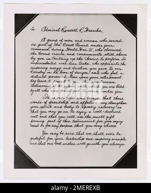 This photograph shows Admiral Russell R. Waesche, the U.S. Coast Guard ...