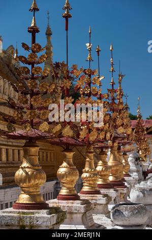 Myanmar, Western Myanmar, Bagan, Shwezigon Paya, dragon detail with ...
