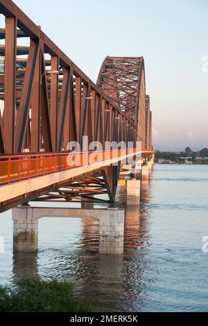 Myanmar, Mandalay Region, Sagaing, Yadanabon Bridge on Irrawaddy River ...