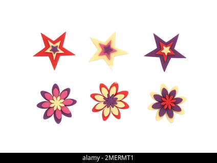 Fondant icing shapes, stars and flowers, cake decorations Stock Photo ...