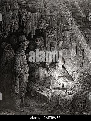 Slums of London, engraving by Gustave Dore, circa. 1850 Stock Photo - Alamy