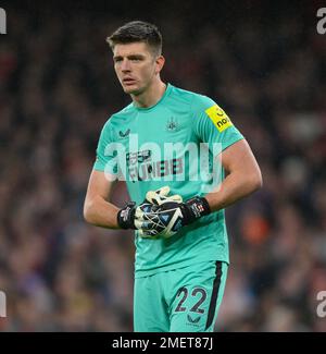 Newcastle United goalkeeper Nick Pope greets Burnley's Lucas Pires ...
