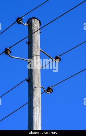Wooden electricity pylon, electricity pylon with ceramic insulators ...