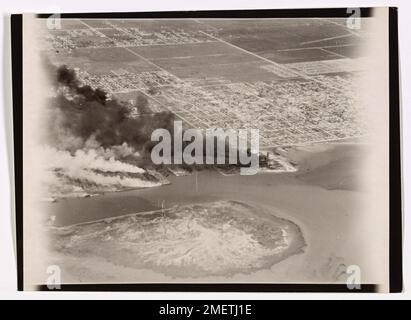 An aerial image shows the aftermath of an explosion that happened in ...