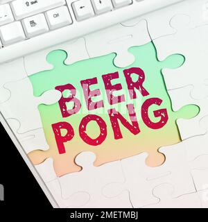 Text sign showing Beer Pong. Concept meaning a game with a set of beer ...