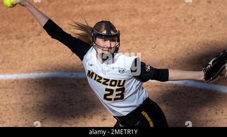 Missouri pitcher Jordan Weber during an NCAA softball game on Friday ...