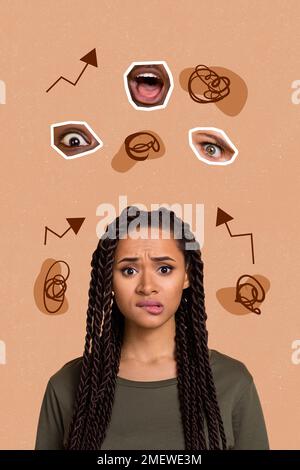 Artwork magazine collage picture of stressed depressed monkey head guy ...