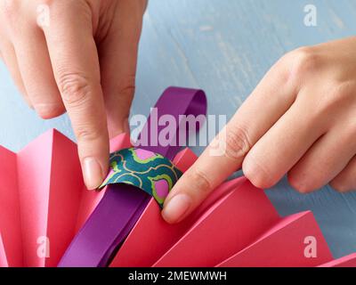 Papercraft Paper fan step 7 Stock Photo - Alamy