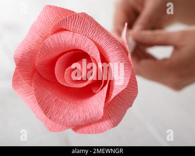 Papercraft Giant roses steps Stock Photo - Alamy