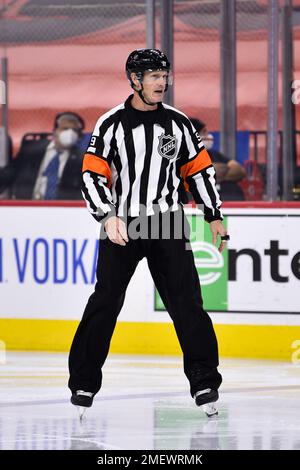Referee Dan O'Rourke in action during an NHL hockey game between the ...