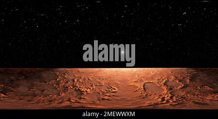 360 Equirectangular projection of Mars sunset. Martian landscape, HDRI ...